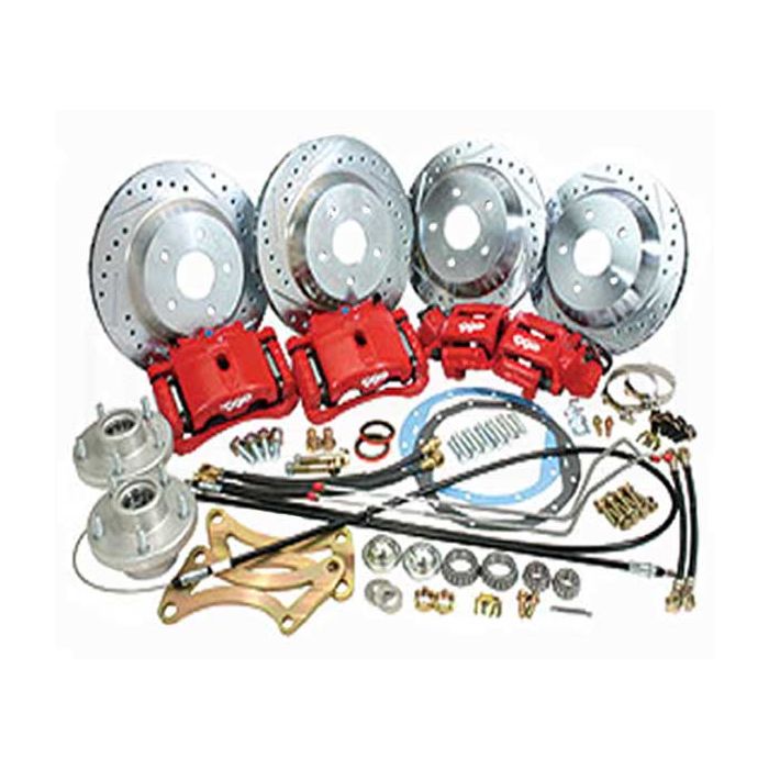 Camaro Complete Front And Rear Big Brake Kit For Stock Spindles Red Calipers 1968 1969